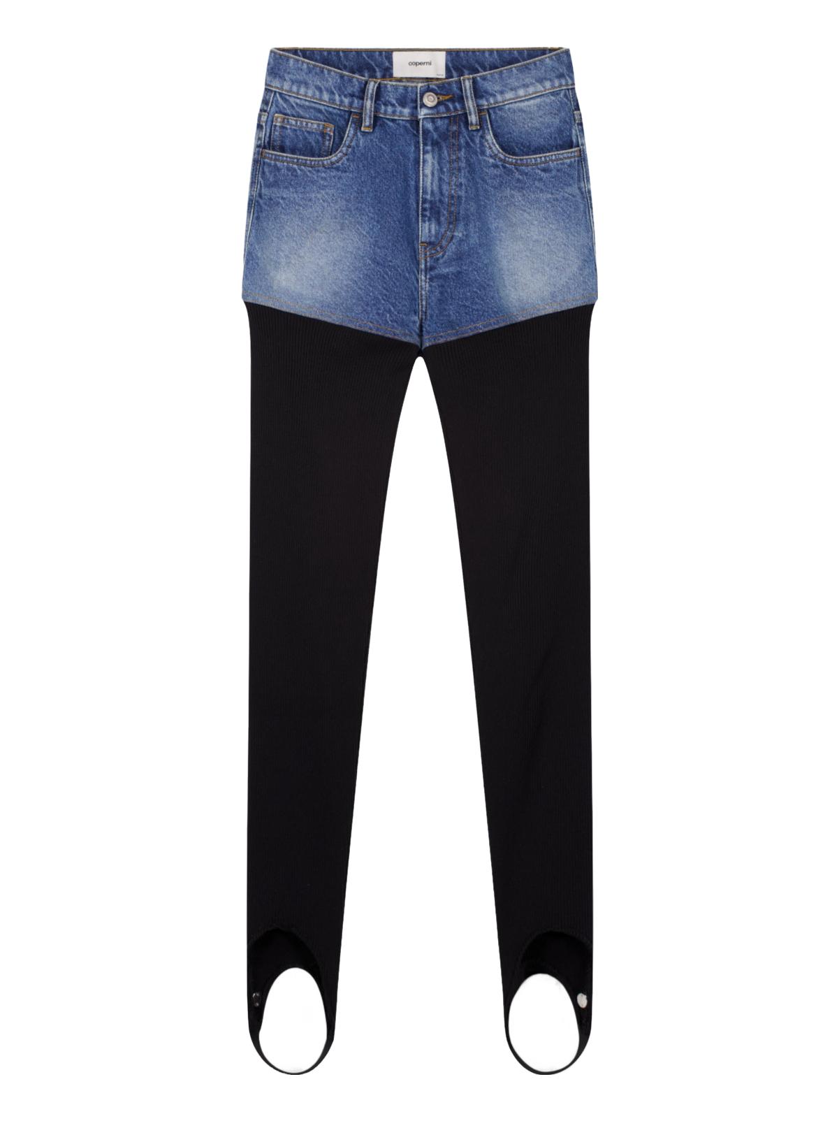 COPERNI Coperni Vintage-Wash Denim Shorts with Ribbed Stirrup Leggings