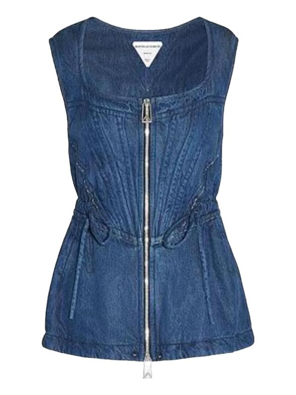 BOTTEGA VENETA Bottega Veneta Zip-Up Denim Sleeveless Top