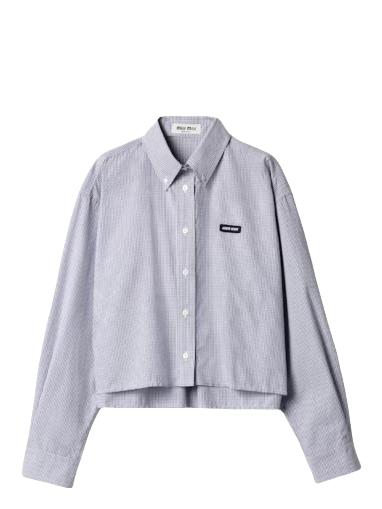 MIU MIU Miu Miu Checked Cropped Poplin Shirt