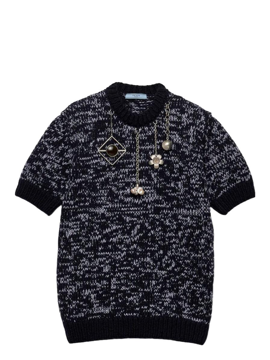 PRADA Prada Bonded Crewneck Jacket with Scarf Detail