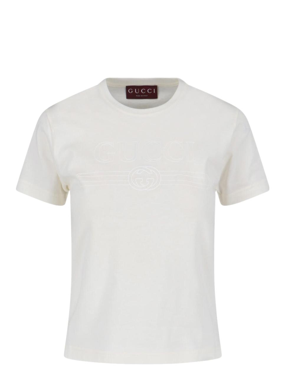 GUCCI Gucci Medium Cotton Jersey T-Shirt with Interlocking G Detail