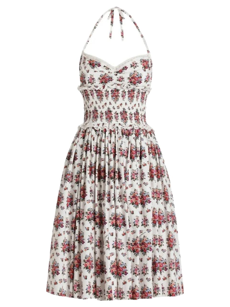 DOLCE & GABBANA Dolce & Gabbana Majolica-Print Charmeuse Halter Top