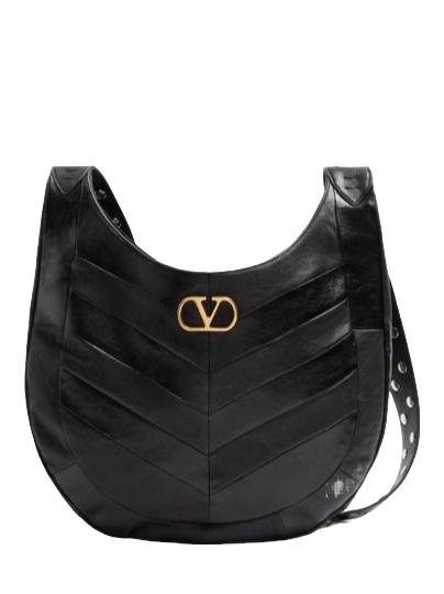 VALENTINO Valentino VLogo Chevron Patterned Logo Plaque Hobo Bag