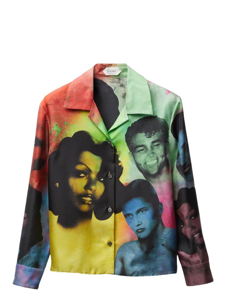 VERSACE Versace Portrait Print Cropped Shirt