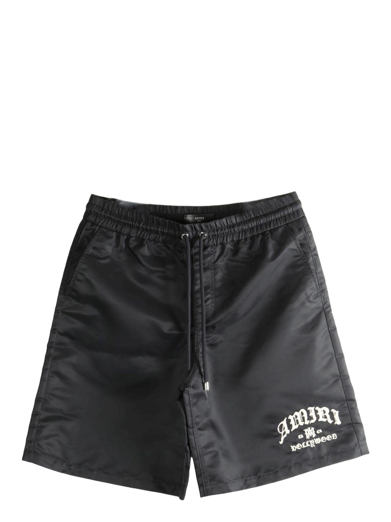 AMIRI Amiri Black Drawstring Shorts with English Lettering