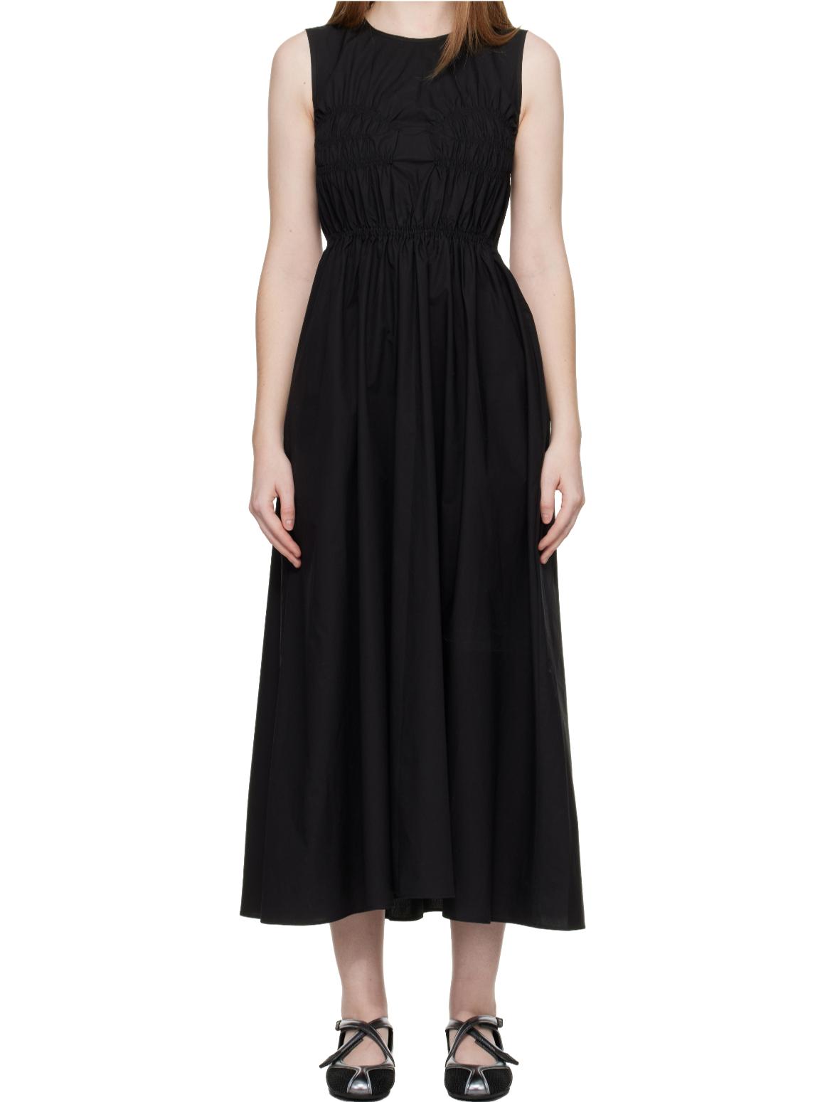 CECILIE BAHNSEN Cecilie Bahnsen Sleeveless Midi Dress with Pleats and Tie Back