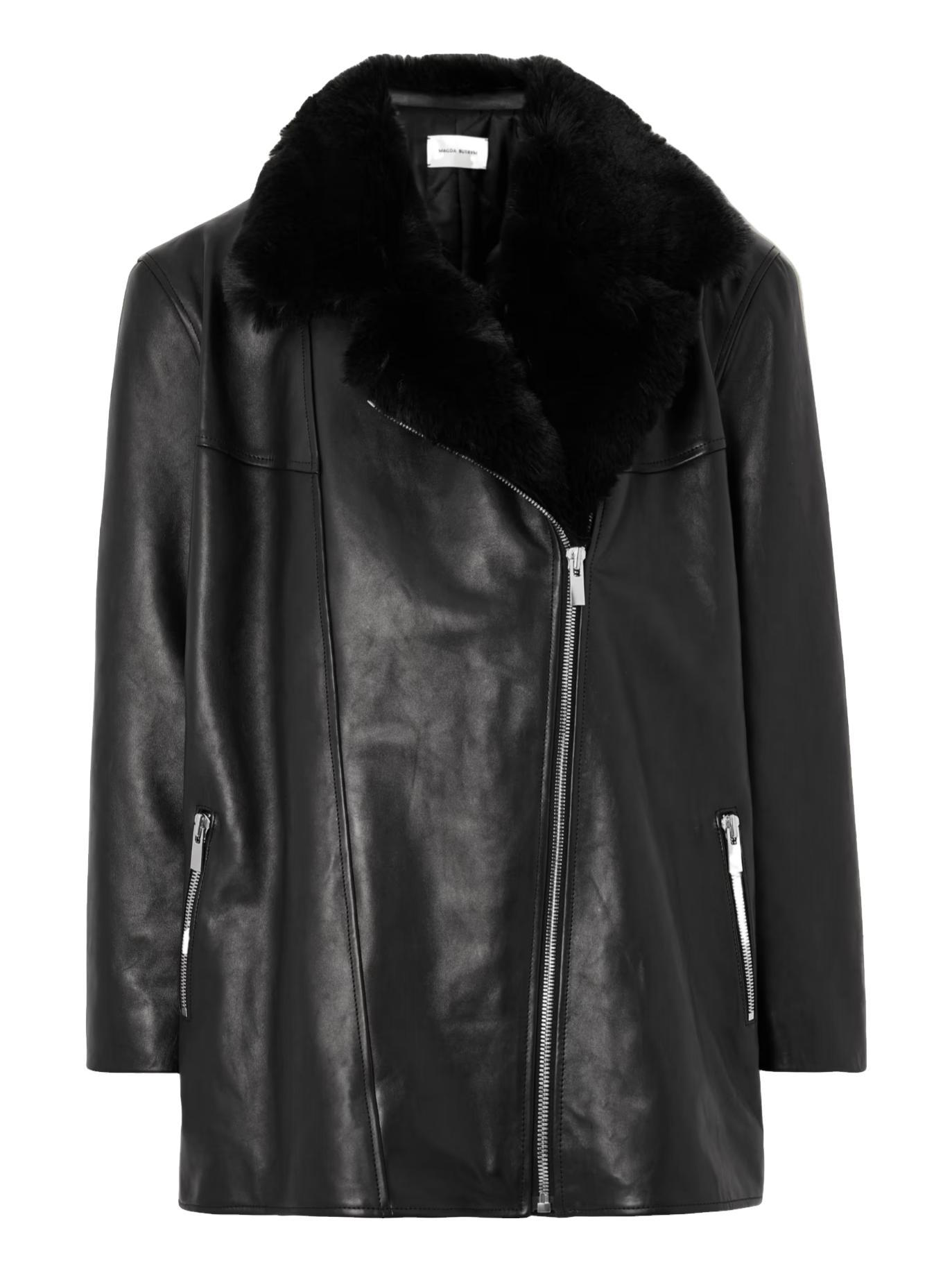 MAGDA BUTRYM Magda Butrym Leather Coat with Fur Trim