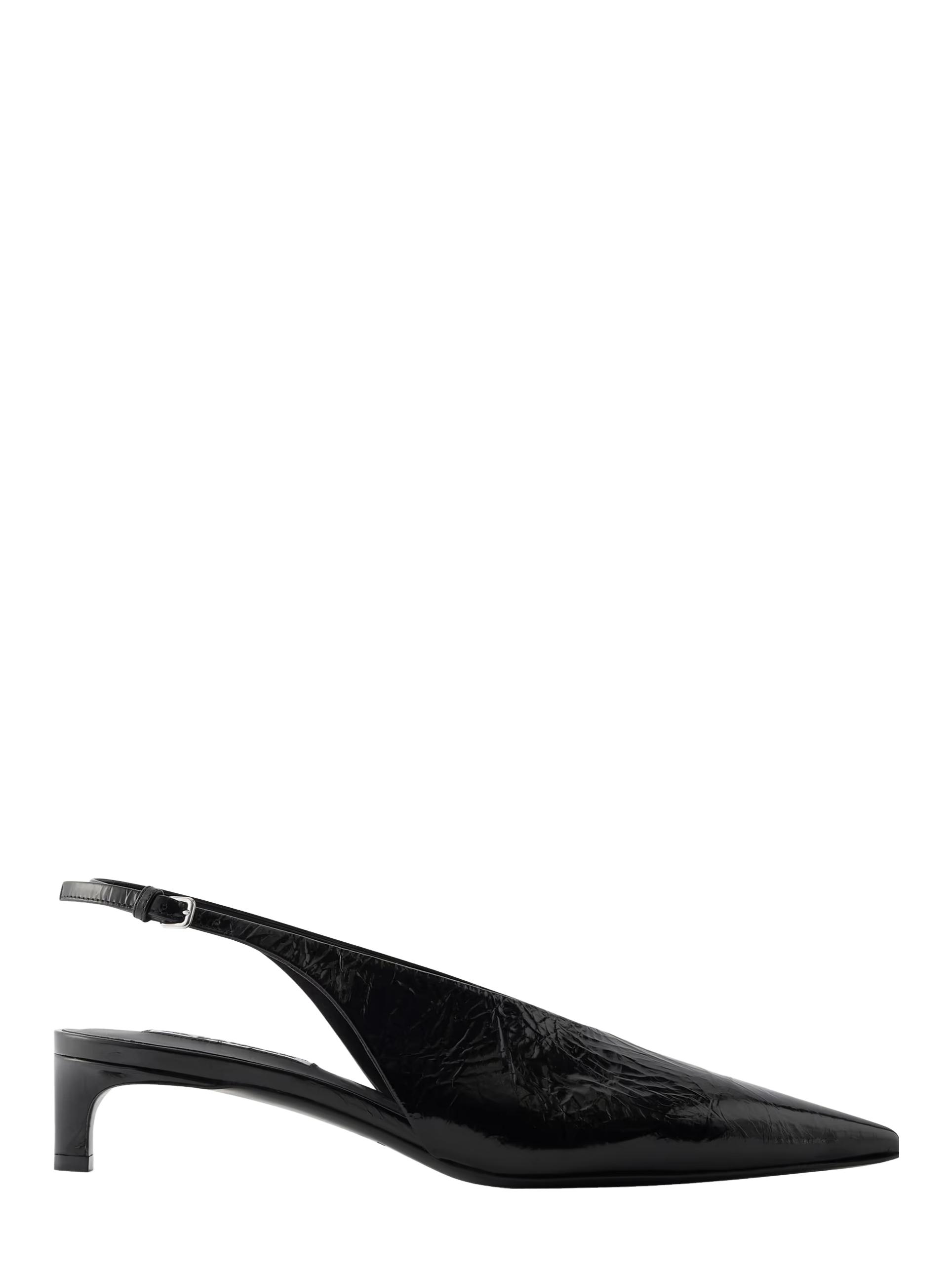 JIL SANDER Jil Sander Pleated Patent Leather Slingback Sandals