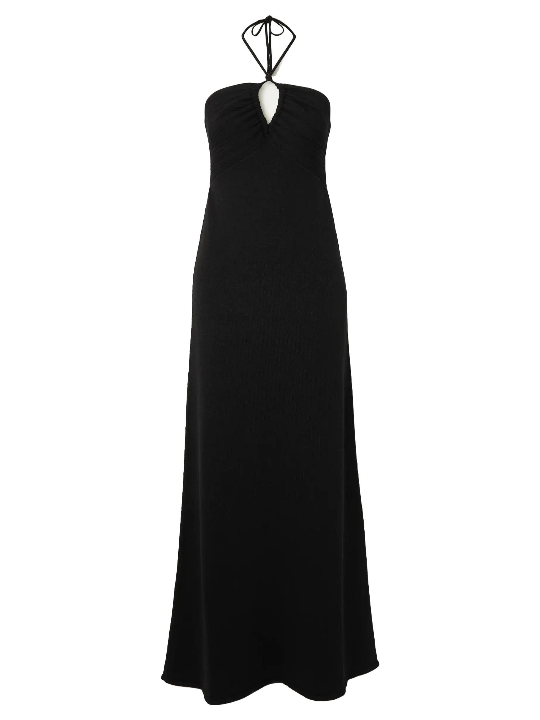 Proenza Schouler Naomi Crochet-Stripe-Knit Maxi Dress - Black | Editorialist
