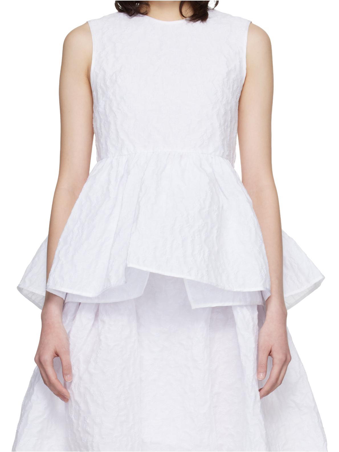 CECILIE BAHNSEN Cecilie Bahnsen Sleeveless Embroidered Top with Tiered Ruffle Hem