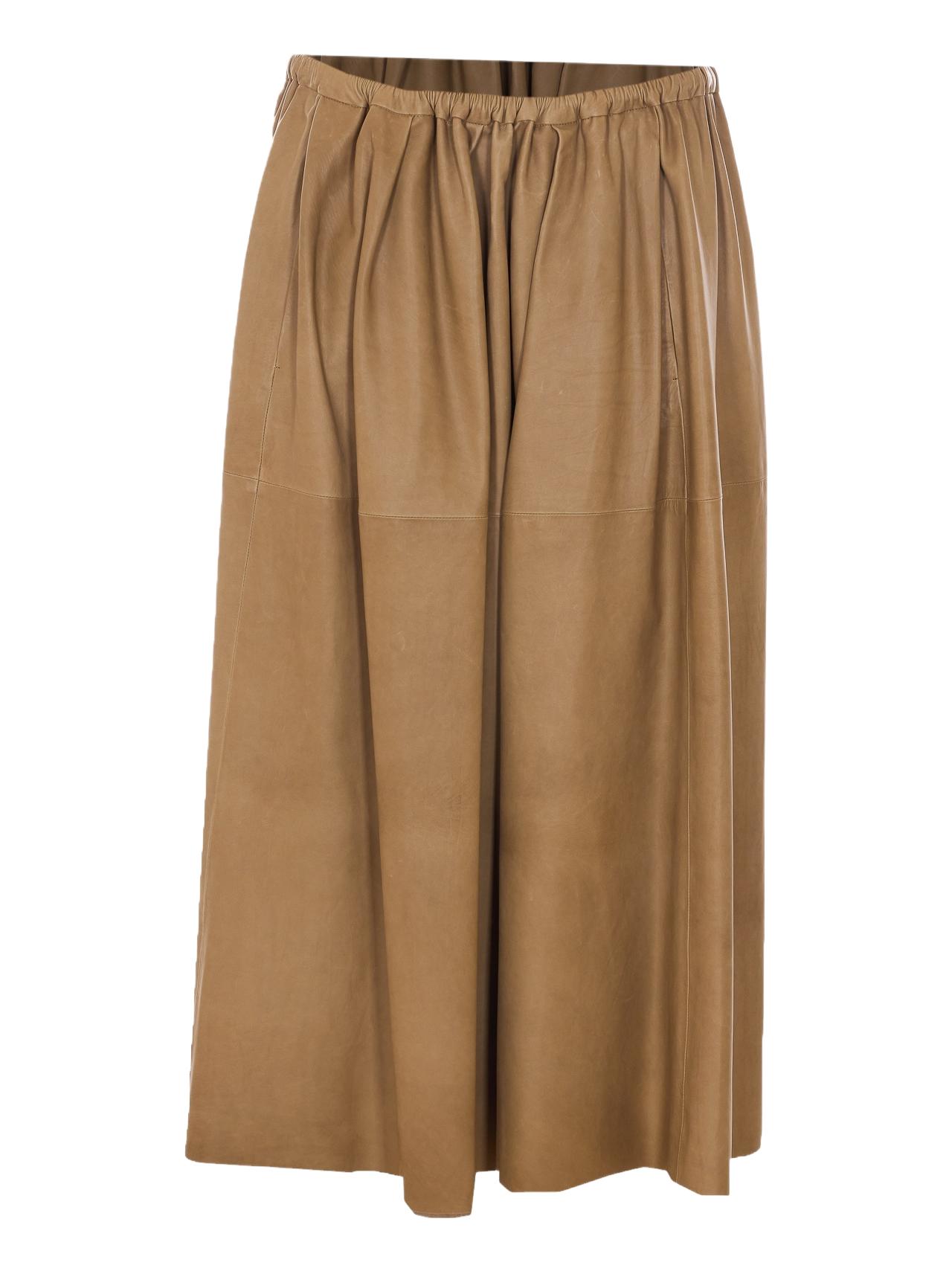 AURALEE AURALEE Elastic-Waist Leather Midi Skirt