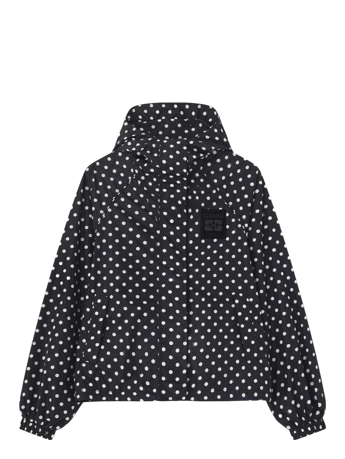 GANNI Ganni Polka Dot Hooded Zip-Up Jacket