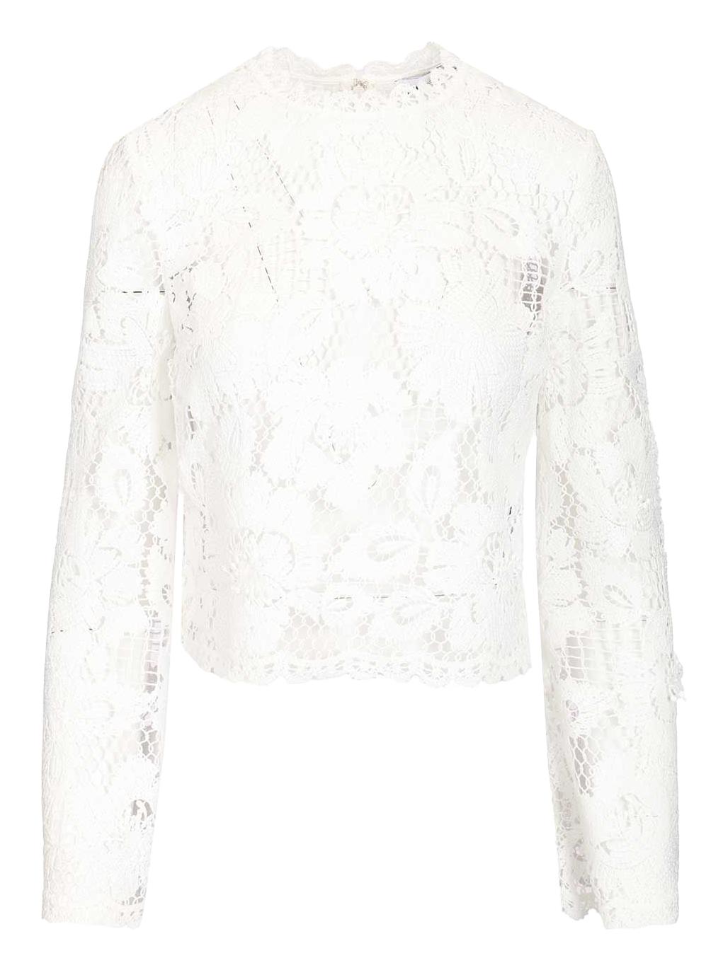 SELF-PORTRAIT Self-Portrait Floral Crochet Lace Top with Flared Sleeves