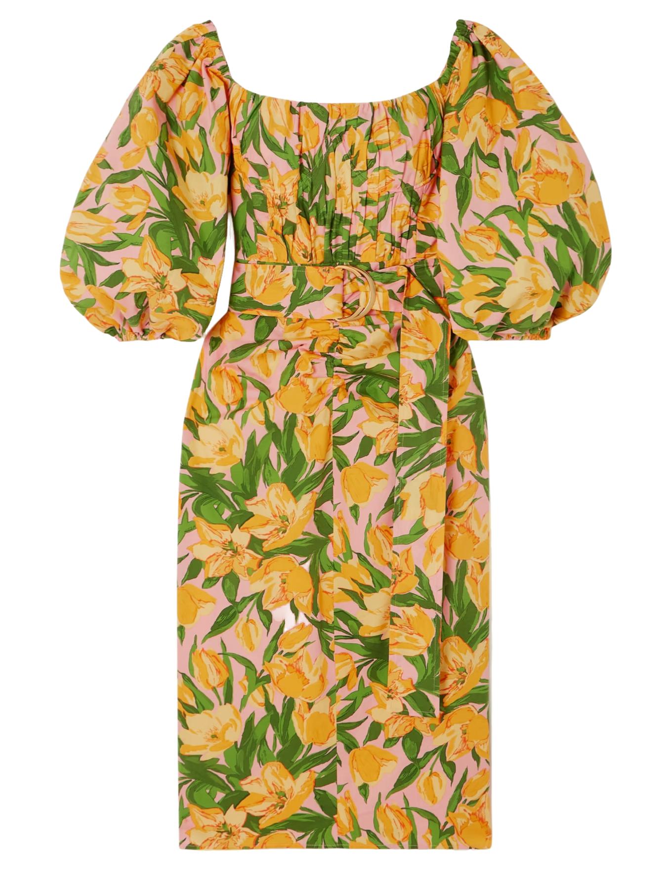 CAROLINA HERRERA Carolina Herrera Off-Shoulder Puff Sleeve Printed Dress