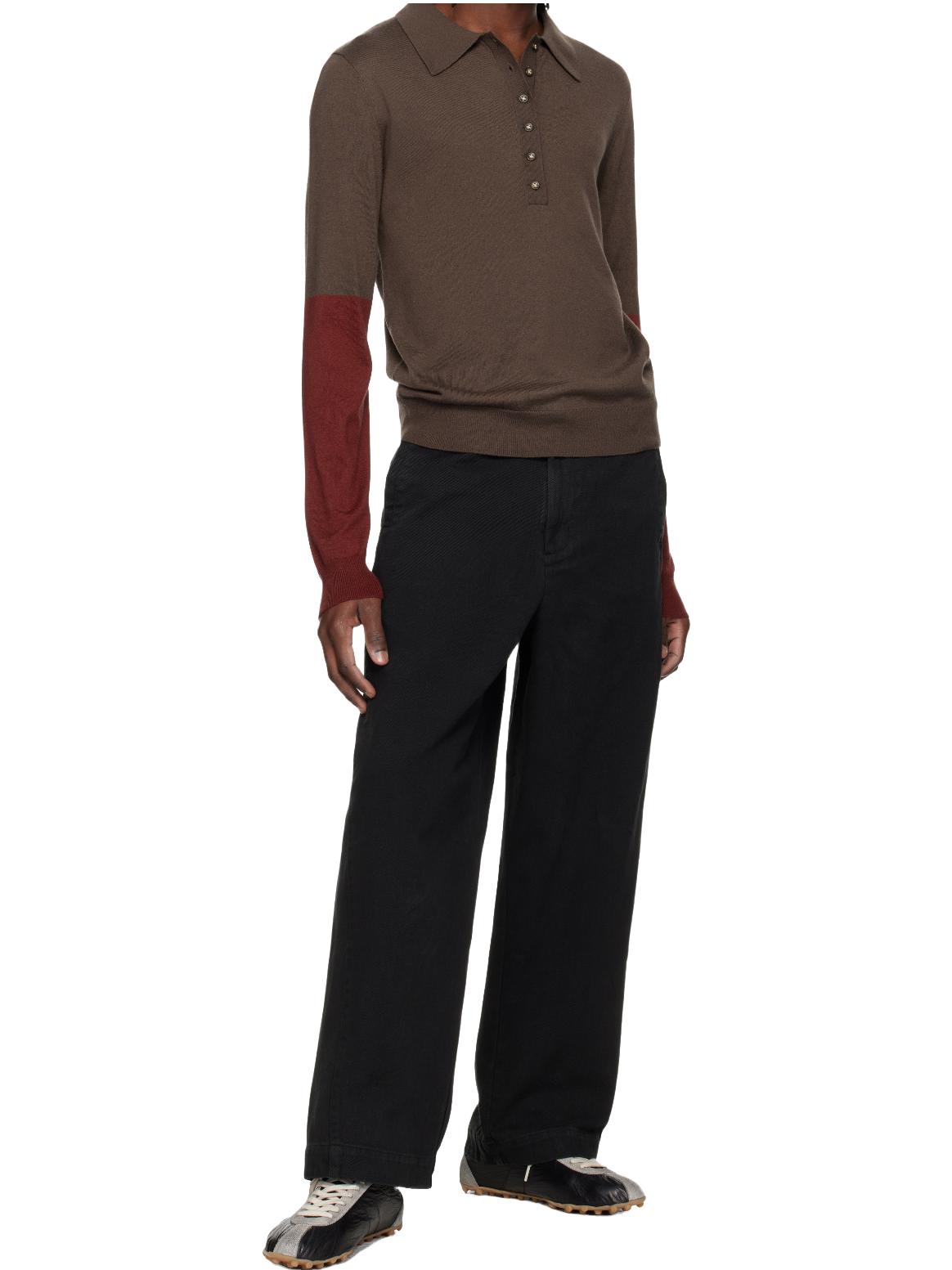 ENTIRE STUDIOS Brown Split Sleeve Polo