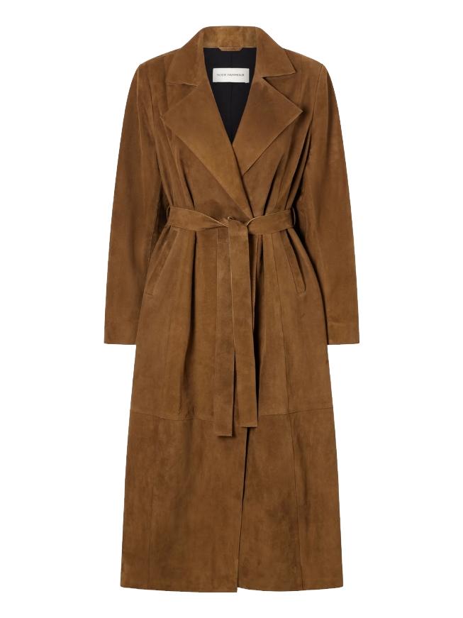 NOUR HAMMOUR Nour Hammour Winona Belted Suede Long Coat
