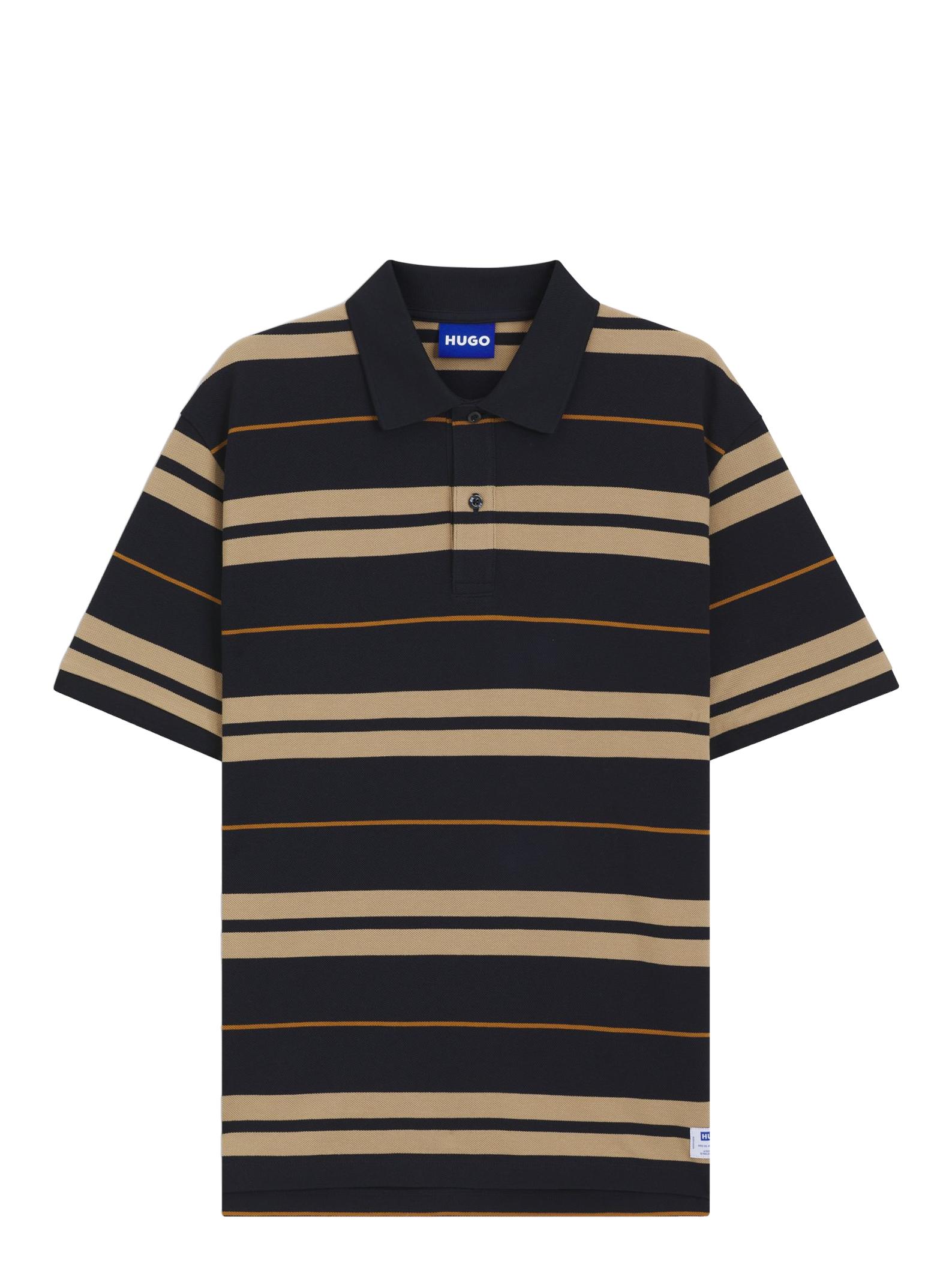 HUGO regular-fit polo in cotton pique with engineered stripes