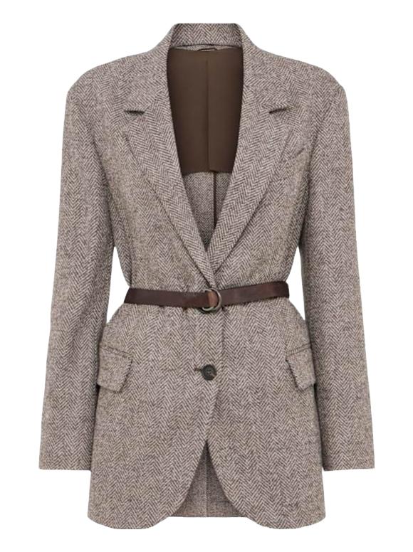 BRUNELLO CUCINELLI Brunello Cucinelli Belted Wool Blend Blazer
