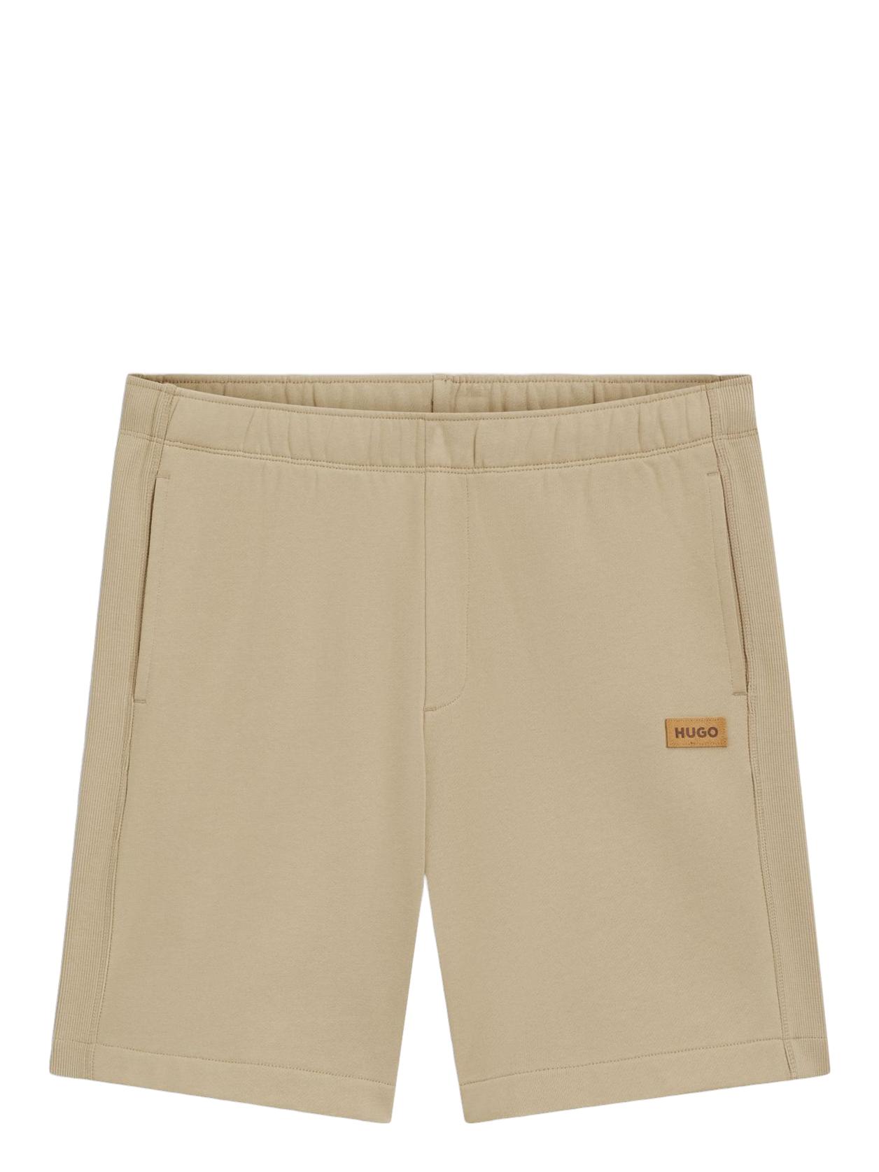 HUGO HUGO Cotton French-Terry Shorts with Suede Logo Badge