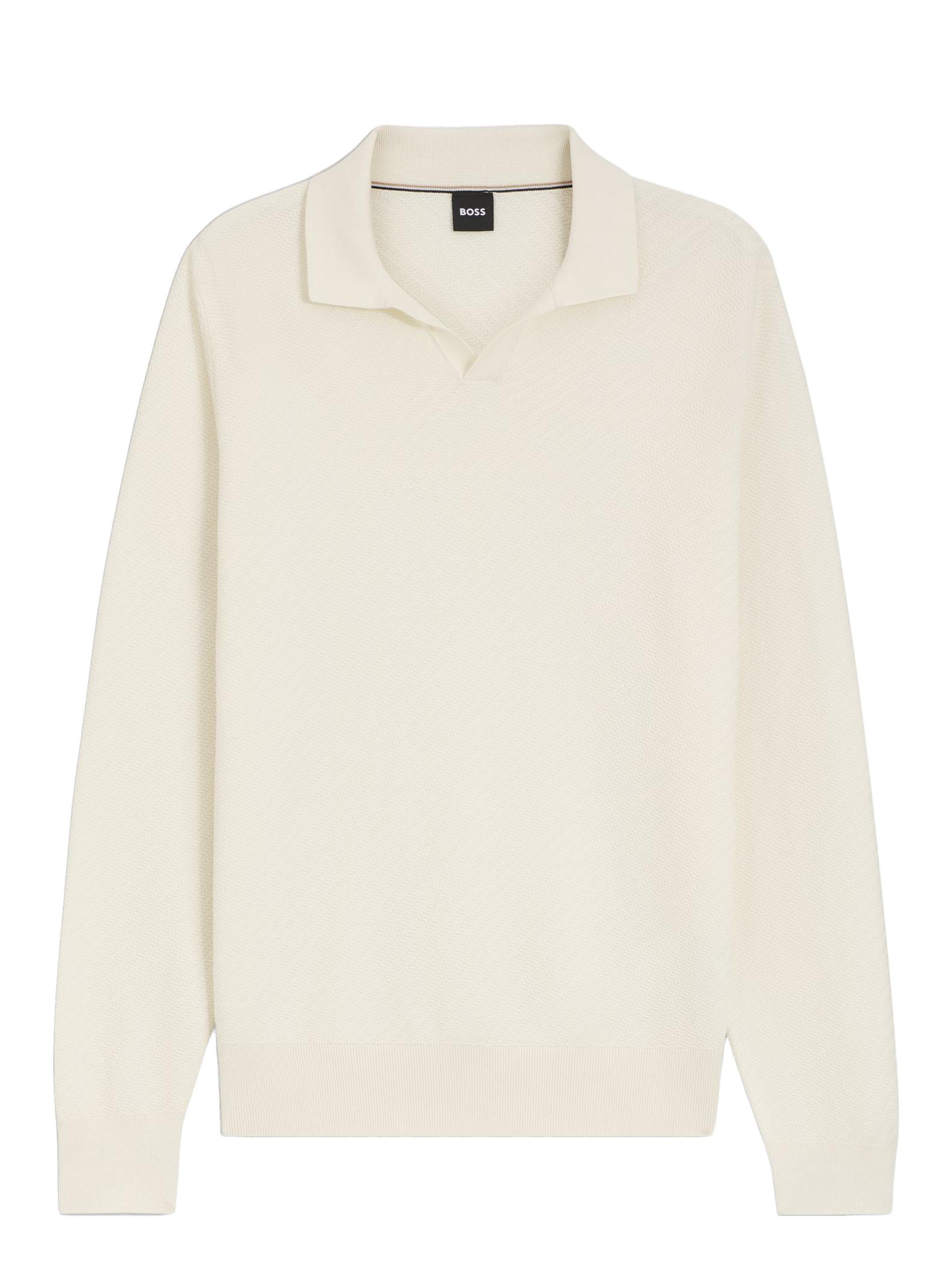 BOSS BOSS Knitted Cotton Sweater with Johnny Collar