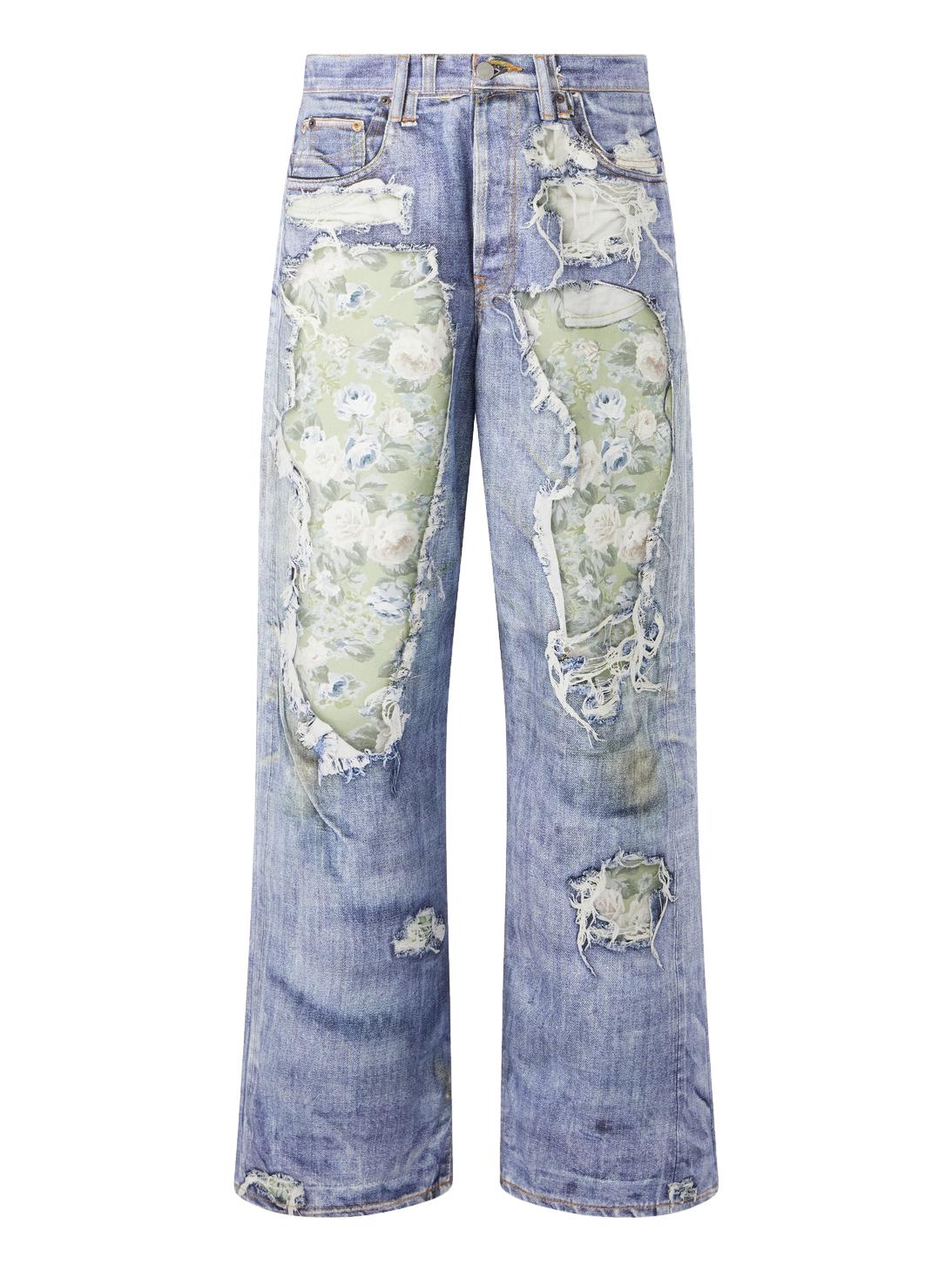 ACNE STUDIOS Rose-Printed Wide-Leg Cotton Jeans
