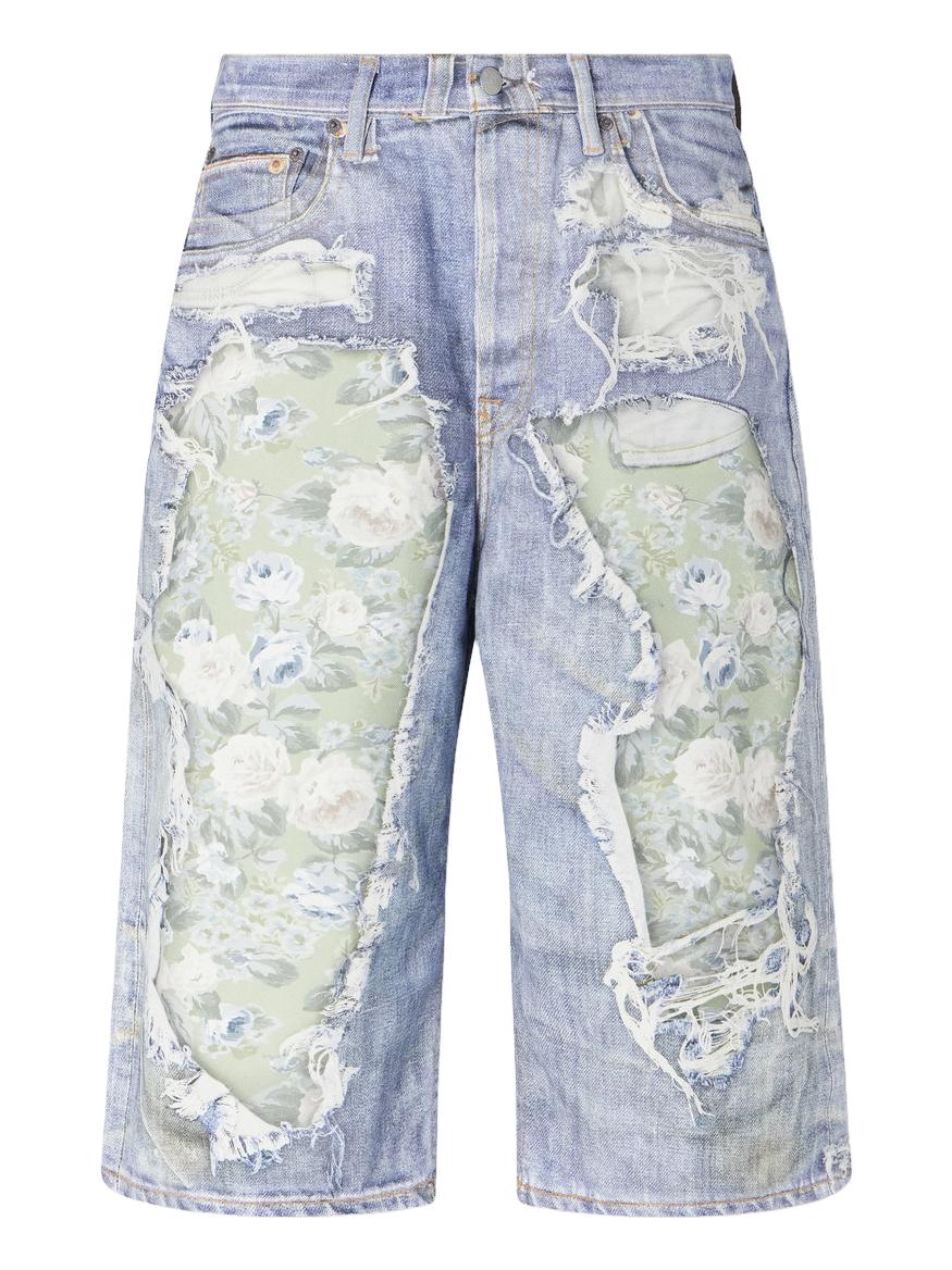 ACNE STUDIOS Judda Rose Printed Cotton Denim Shorts