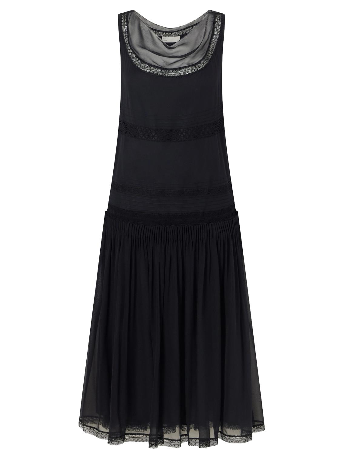 TORY BURCH Tory Burch Pleated Lace-Trimmed Silk-Georgette Midi Dress
