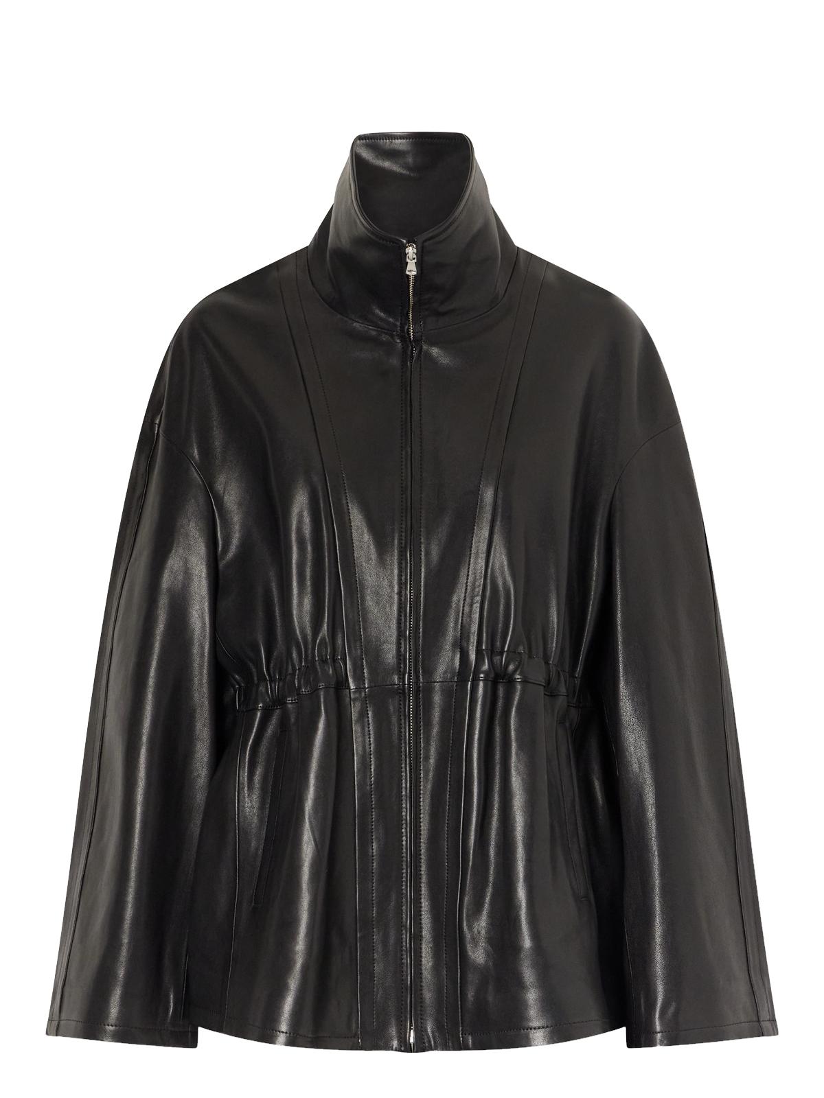 NOUR HAMMOUR Nour Hammour Passage Leather Jacket with Funnel Neck