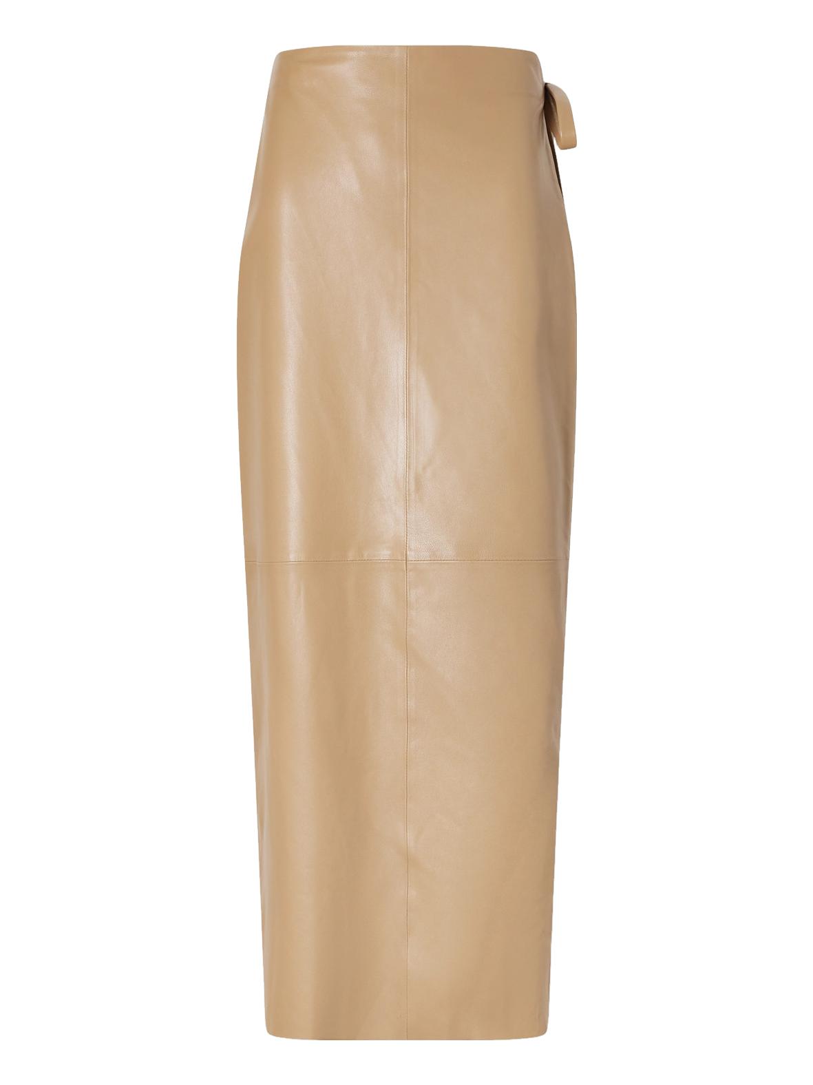 NOUR HAMMOUR Nour Hammour Paneled Leather Maxi Wrap Skirt