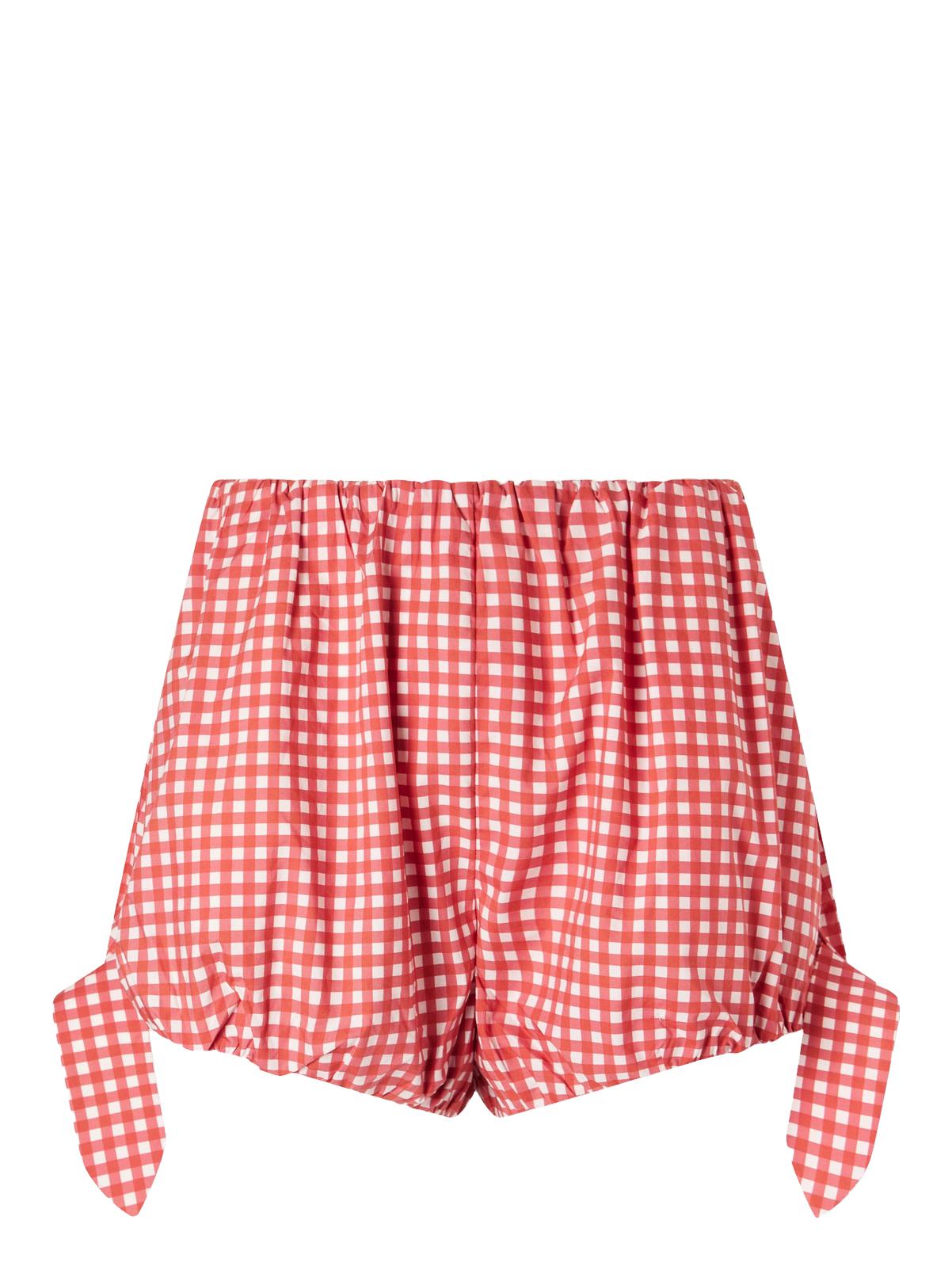 POSSE Posse Rosie Tie-Detailed Checked Cotton-Poplin Shorts