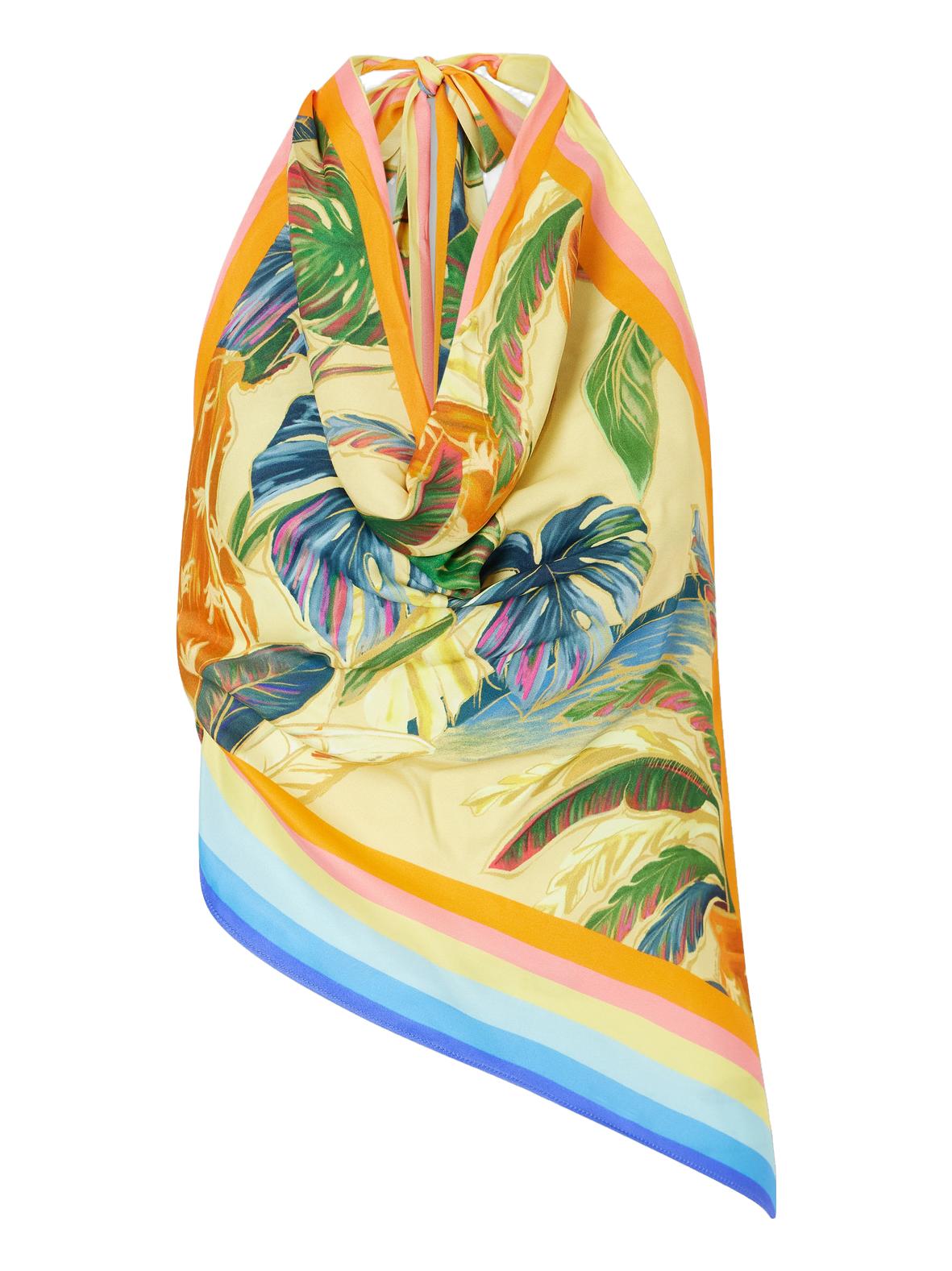FARM RIO Farm Rio Rainbow Floral-Print Satin Halter Top