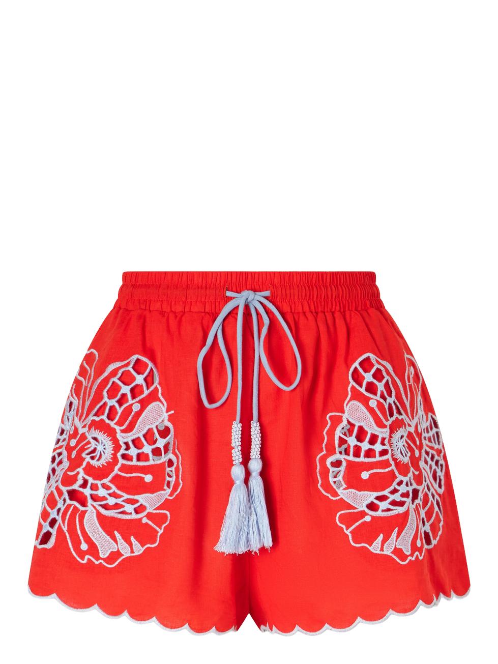 FARM RIO Farm Rio Embroidered Linen-Blend Shorts