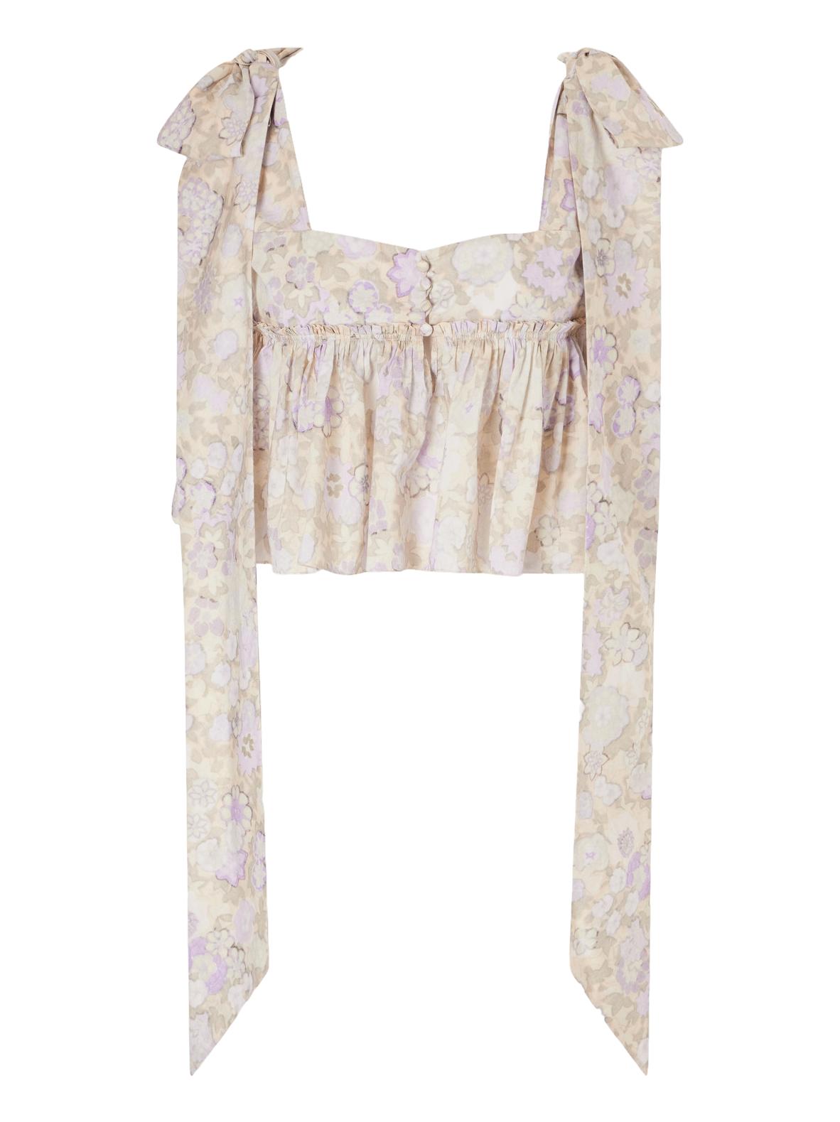 CHLOÉ Chloe Floral Peplum Top with Tie Detail