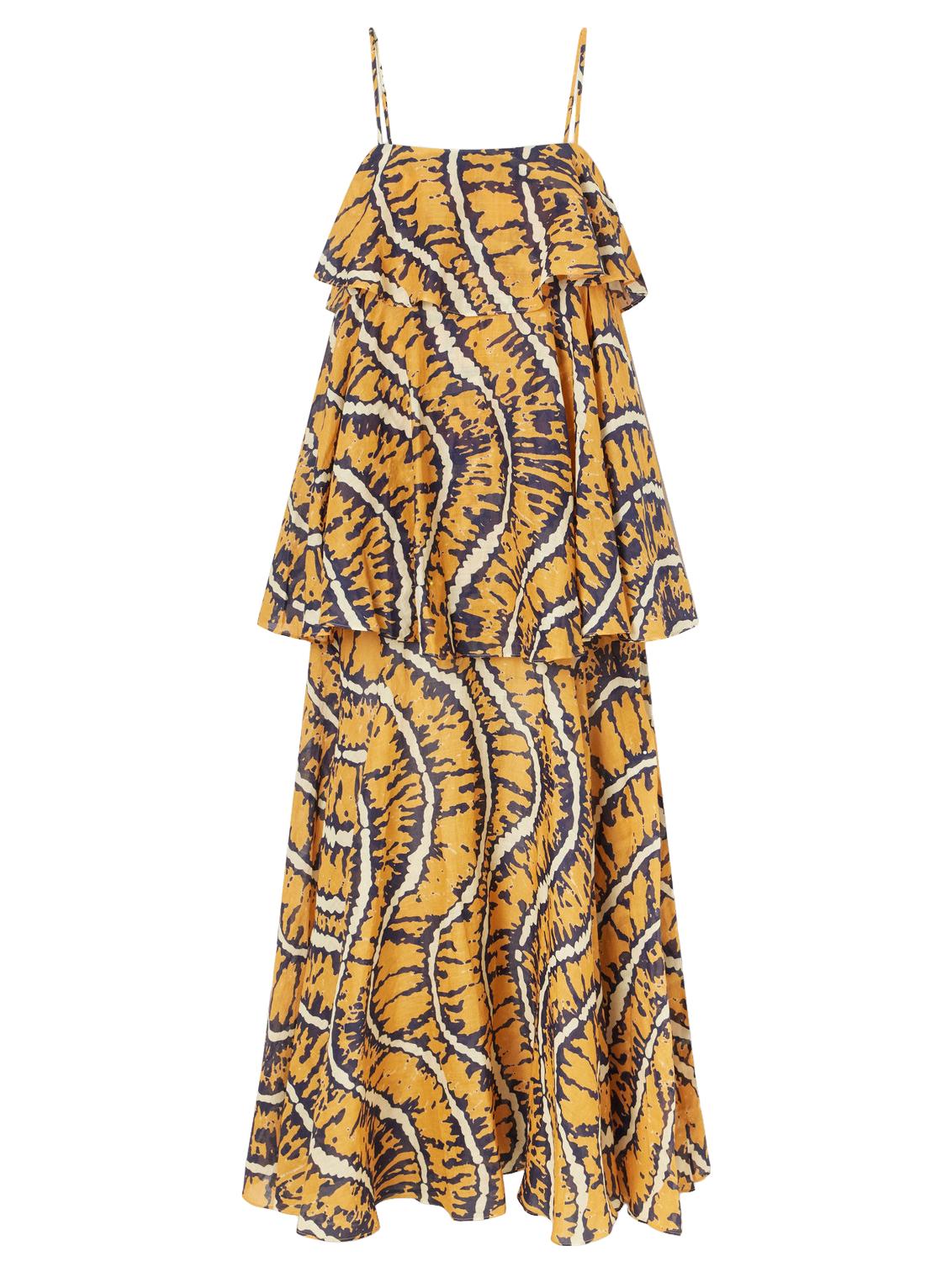 ALEMAIS ALÉMAIS Ripple Tiered Printed Ramie Maxi Dress
