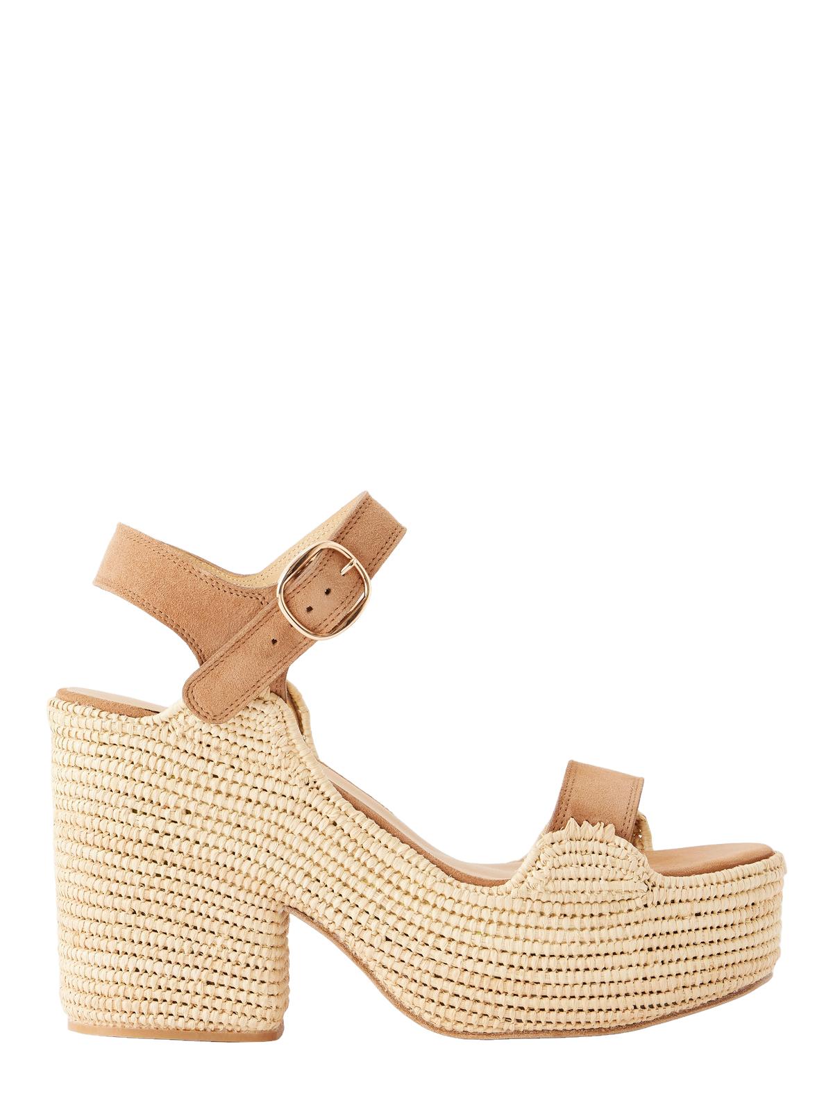 GABRIELA HEARST Gabriela Hearst Sardis Raffia-Trimmed Suede Platform Wedge Sandals