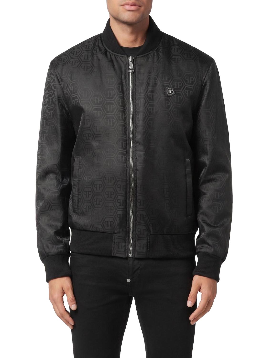 PHILIPP PLEIN Philipp Plein Nylon Bomber Jacket with Hexagon Logo