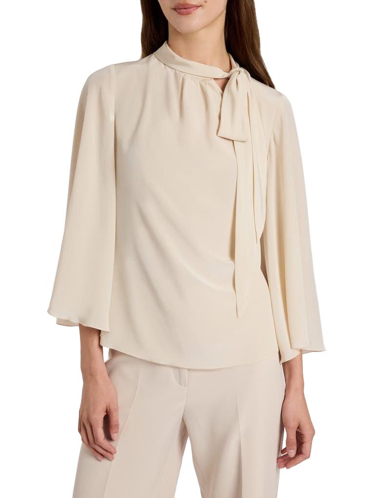 SANTORELLI Santorelli Lena Tie Neck Blouse in Silk Crepe de Chine