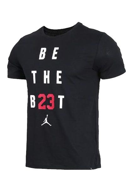 JORDAN air jordan alphabet printing casual short sleeve black