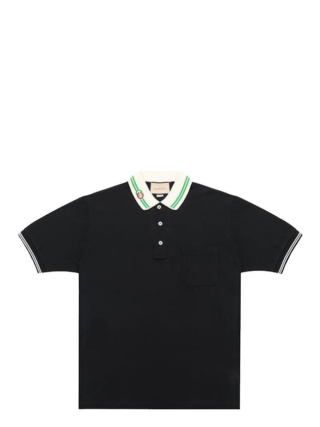 GUCCI men's gucci ss21 interlock double g short sleeve black polo shirt