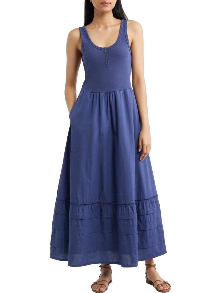 MARINE LAYER Marine Layer Lexi Rib & Poplin Sleeveless Midi Dress