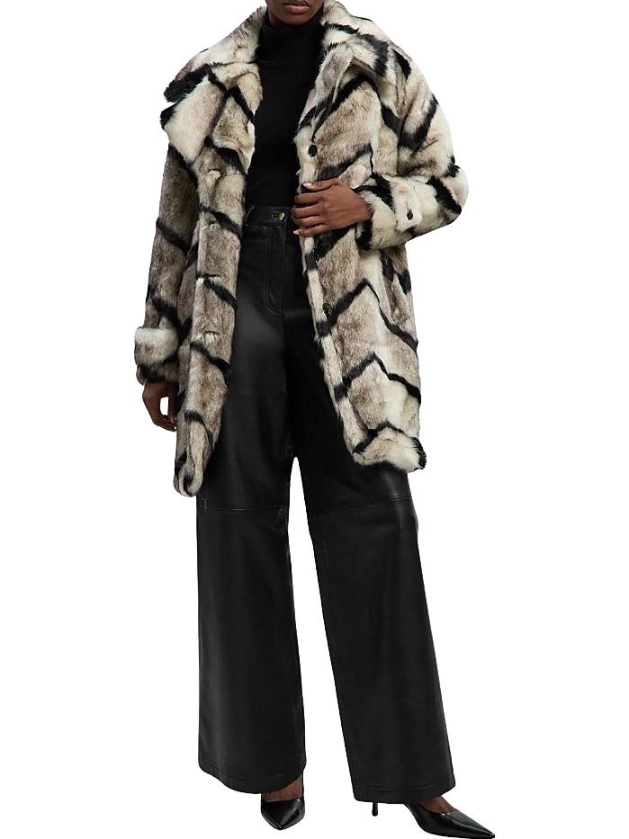 KAREN MILLEN Karen Millen Faux Fur Belted Longline Coat