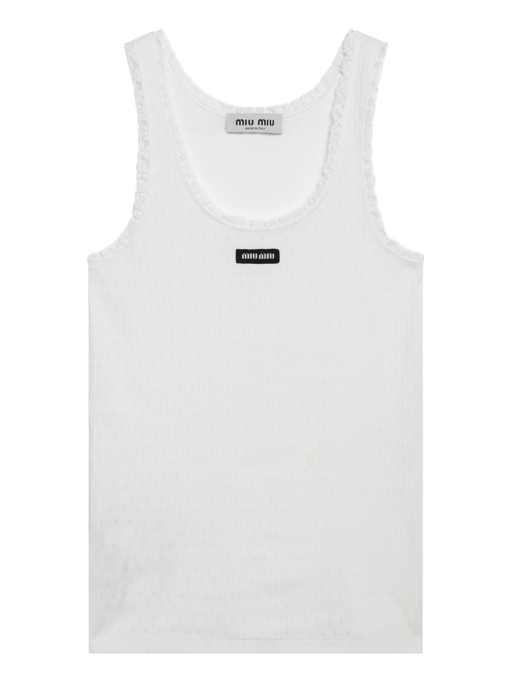 Miu Miu Ribbed Tank Top - White | Editorialist