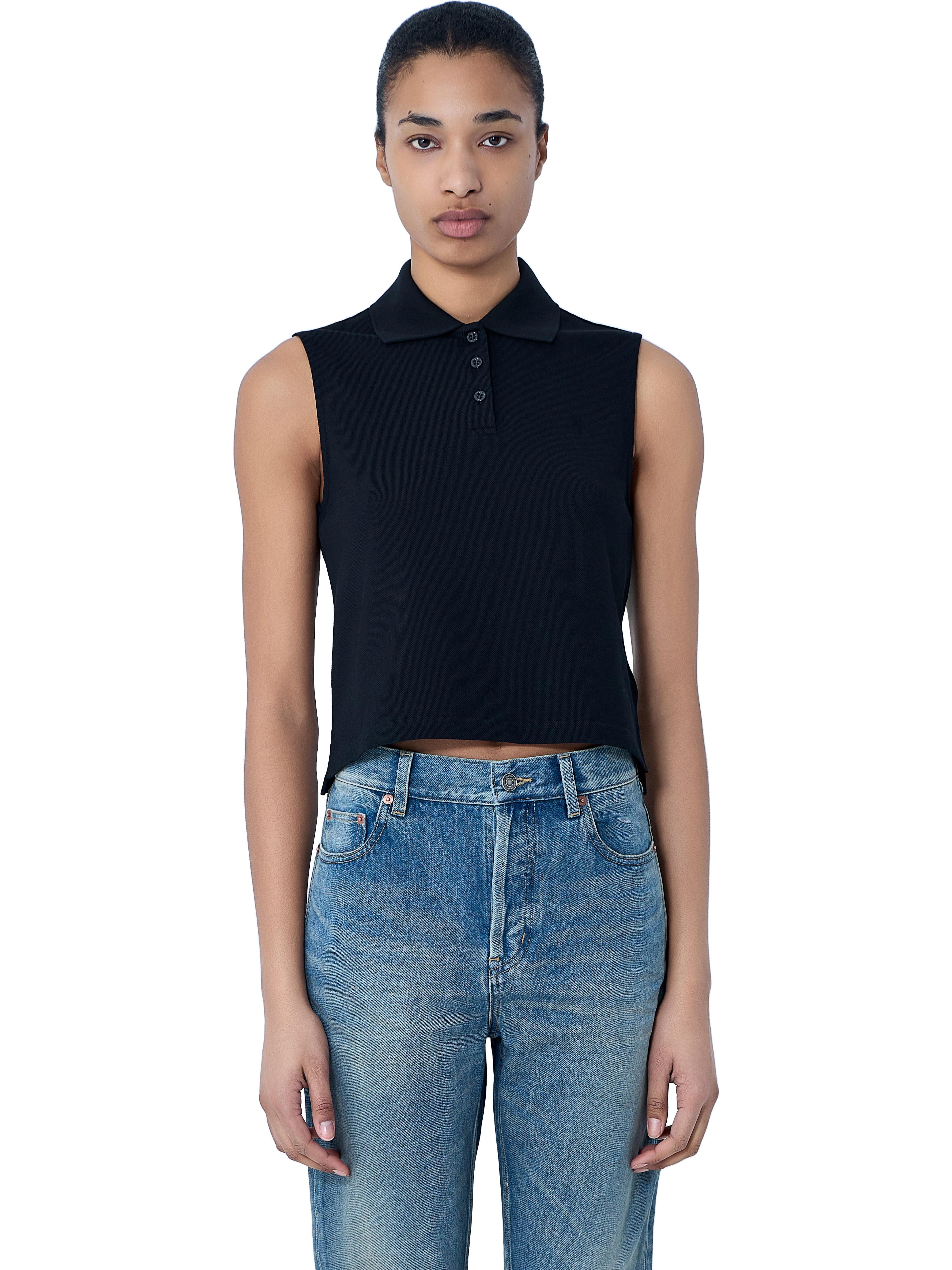 SAINT LAURENT Cassandre Cotton Piqué Top