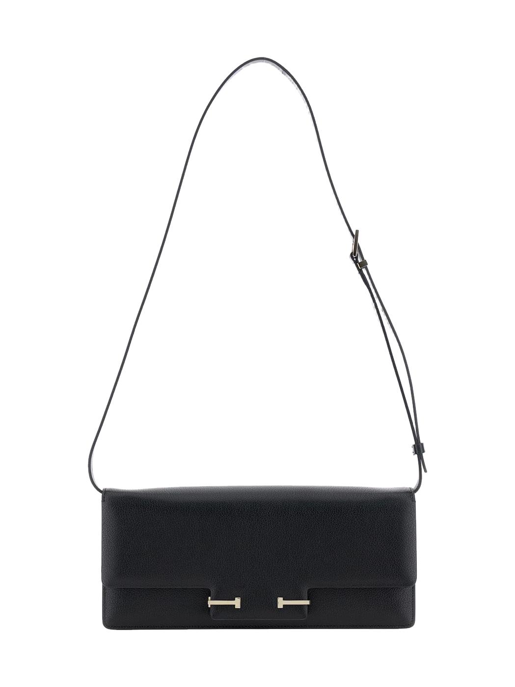 TOM FORD TOM FORD Grained Leather Crossbody Bag with T Plaque