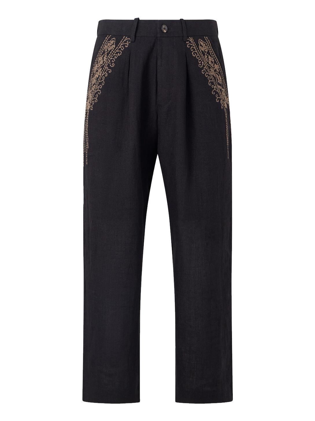 KARTIK RESEARCH Kartik Research Zardozi Embroidered Linen Trousers