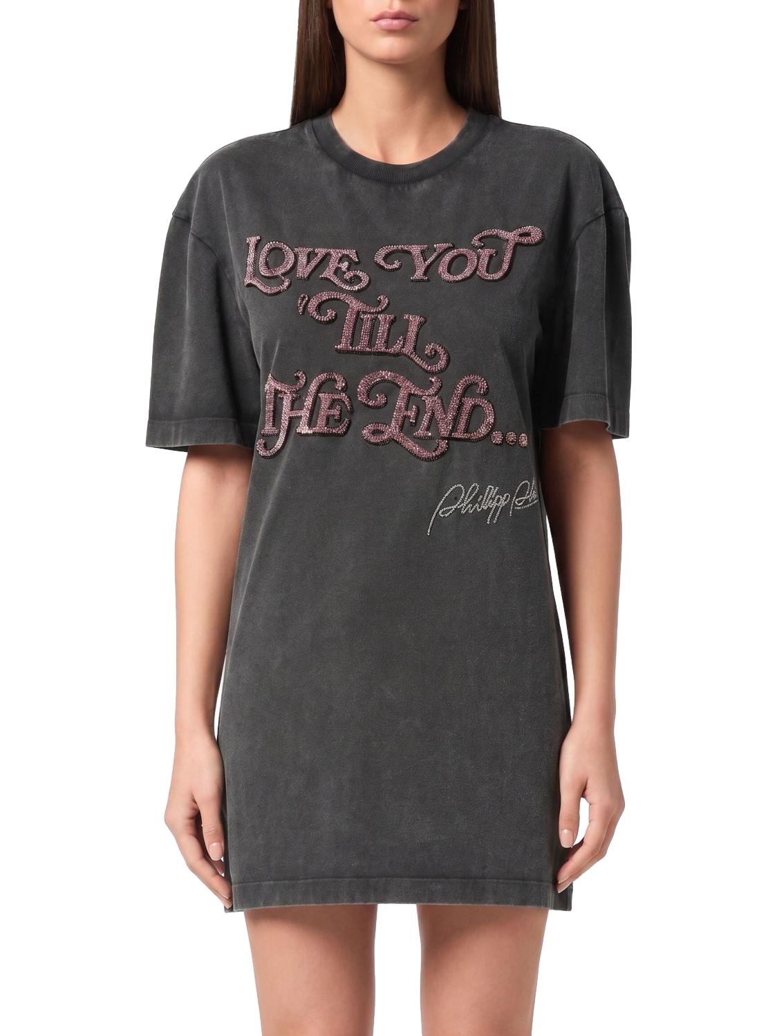 PHILIPP PLEIN Philipp Plein Cotton Crew Neck T-Shirt with Slogan Print