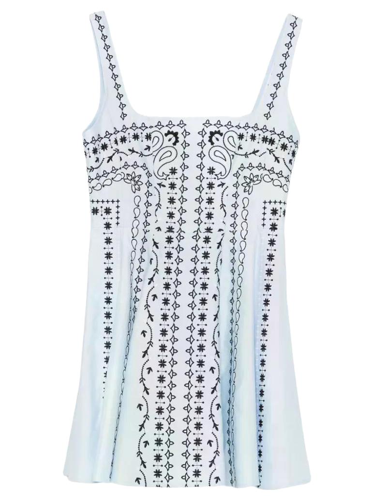 MAJE Maje Embroidered Linen-Blend Skater Dress