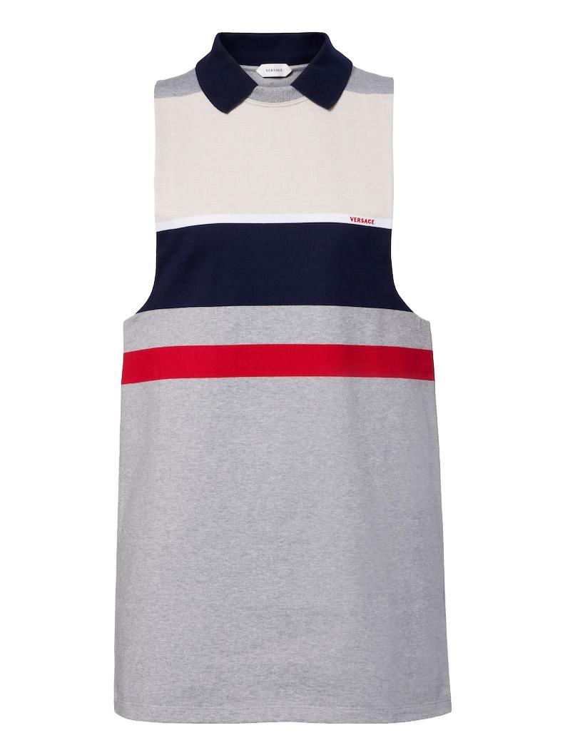 VERSACE striped cotton jersey polo dress