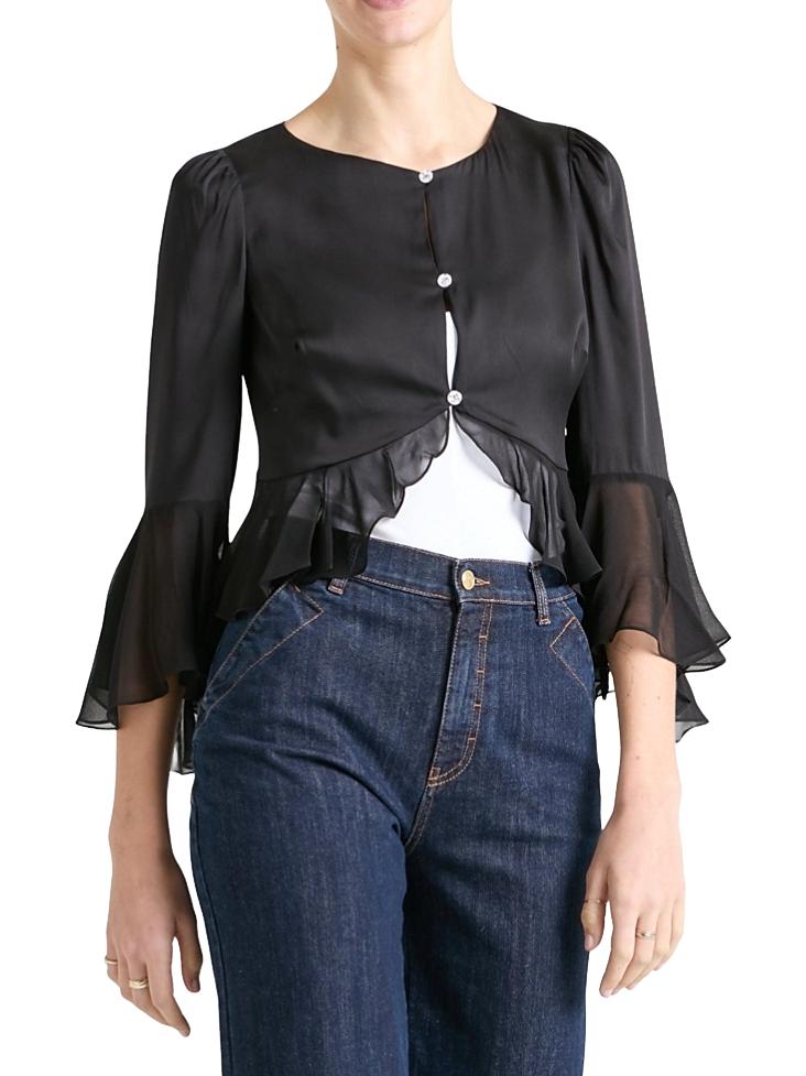 TEMPERLEY LONDON Temperley London Leilani Jacket with Crystal Buttons and Sheer Detailing