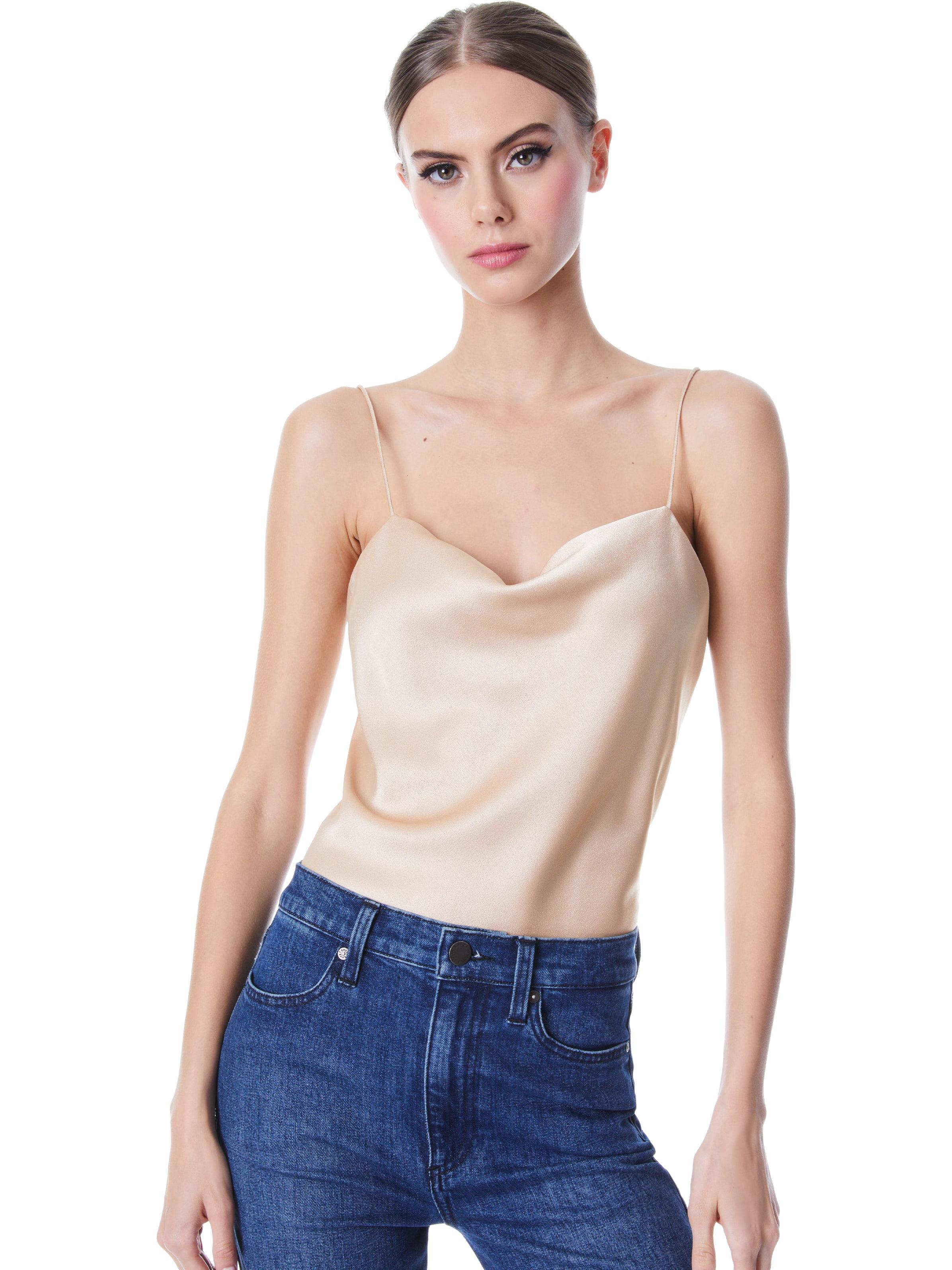 ALICE + OLIVIA Alice + Olivia Harmon Slip Tank - Cropped Cowl Neck Camisole
